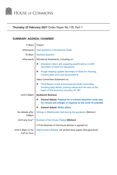 Find business papers - Commons business papers - UK Parliament