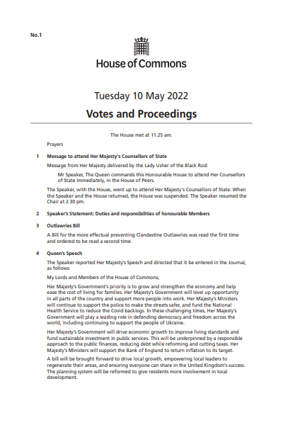 Commons business papers - UK Parliament