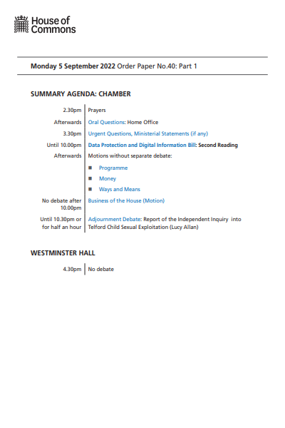 Find business papers - Commons business papers - UK Parliament