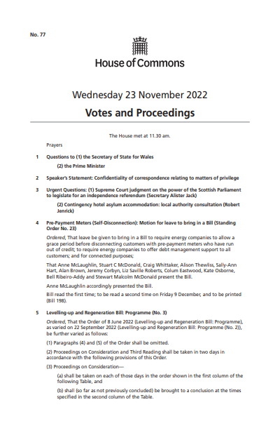 Commons business papers - UK Parliament