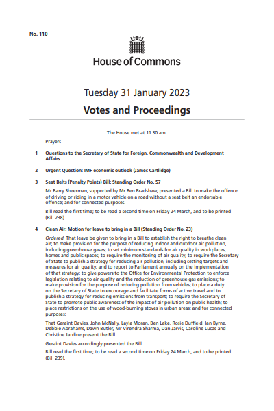 Commons business papers - UK Parliament