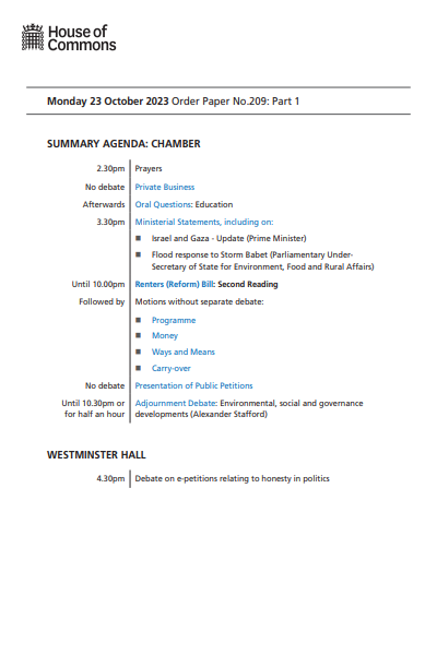 Commons business papers - UK Parliament