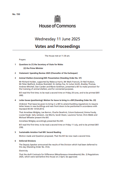 Commons business papers - UK Parliament